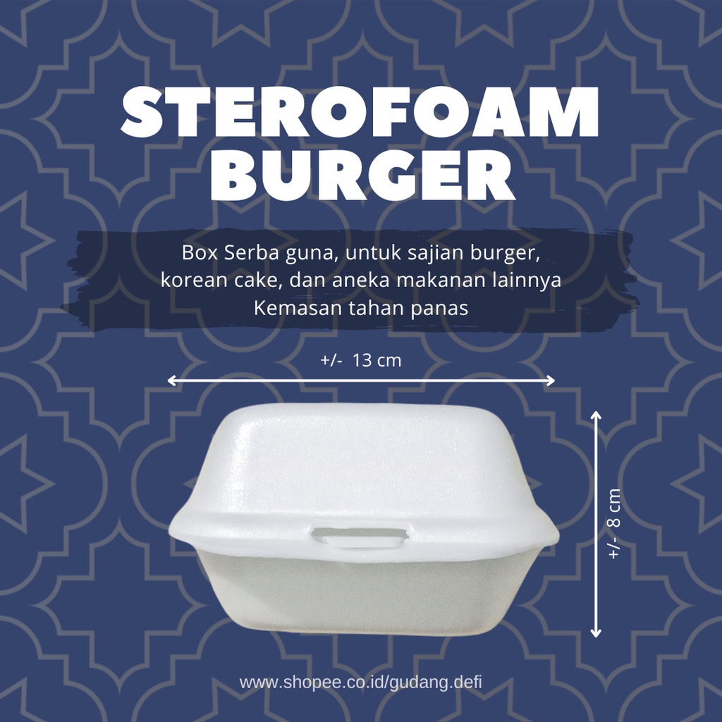 Jual STEROFOAM BOX BURGER 1 PCS STYROFOAM KOTAK BURGER MAKANAN KUE CAKE ...