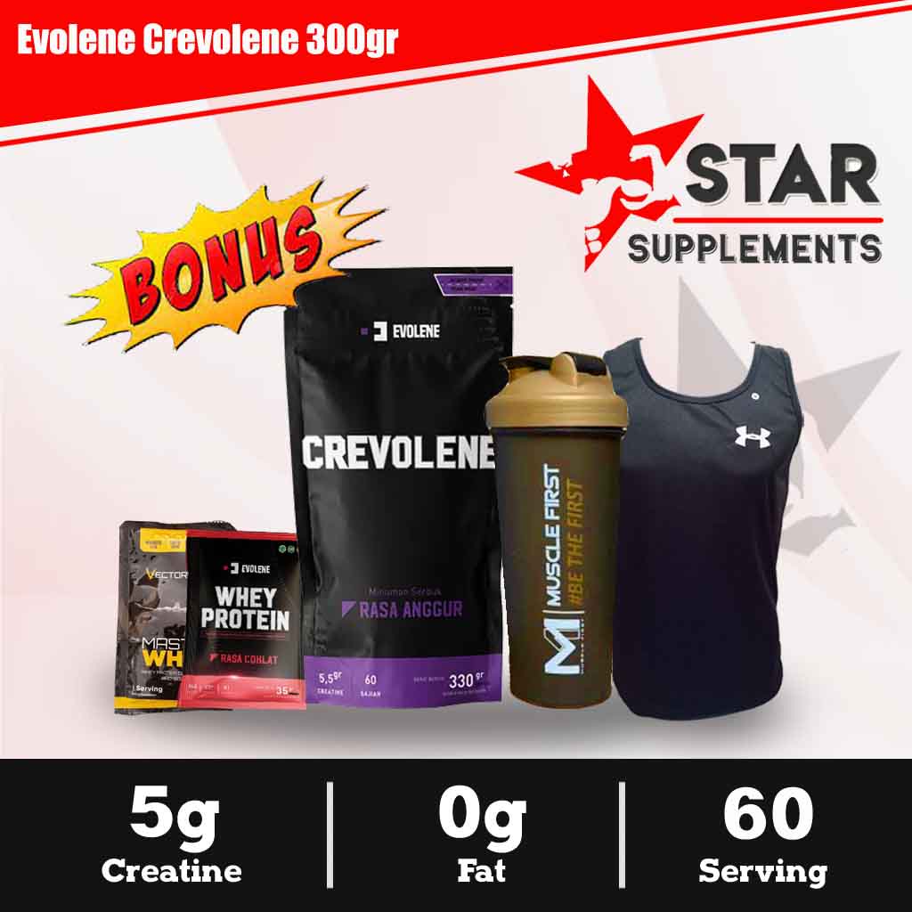 Jual Evolene Crevolene Creatine Monohydrate 330 gr / 60 serving BPOM ...