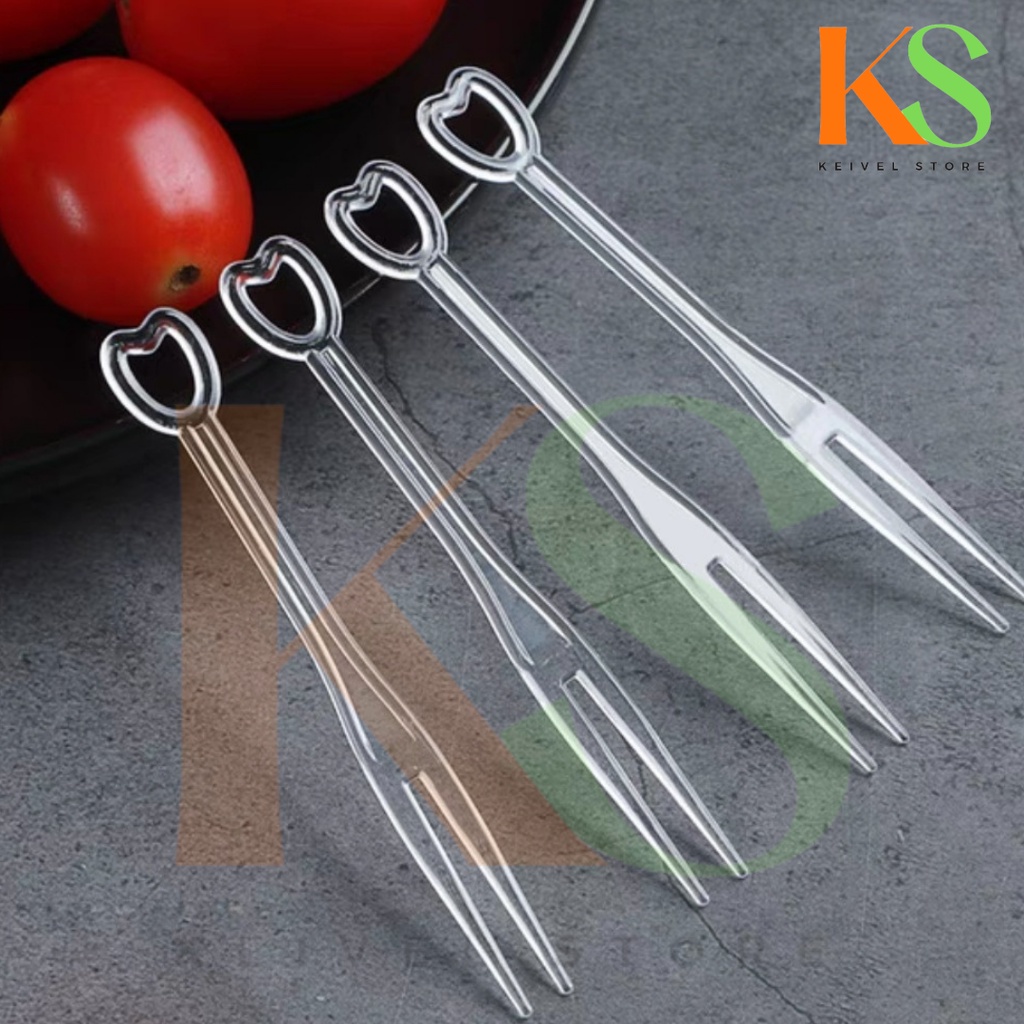 Jual Garpu Buah Kue Pudding Dessert Plastik Bening Mini Set Isi 80pcs ...