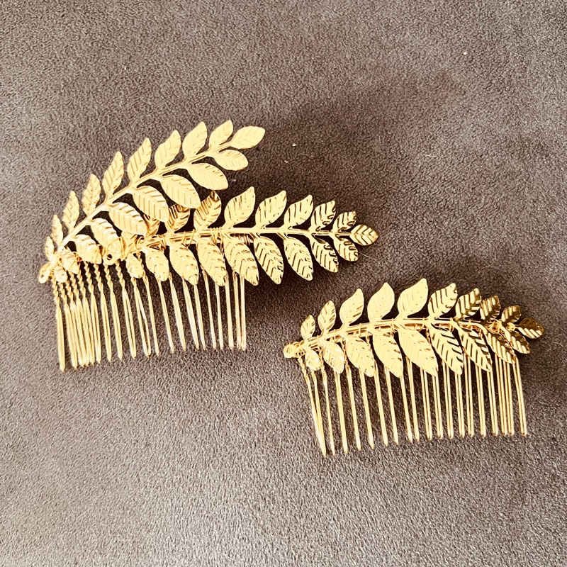 Jual Sirkam sanggul aksen daun gold mahkota rambut | Shopee Indonesia