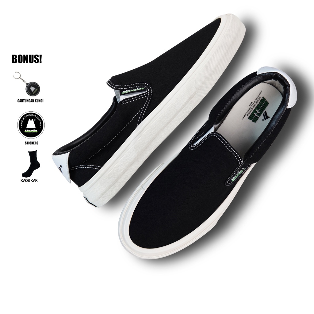 Jual Mavelin Slip On Lucky Black White - Sepatu Slip On Slop Pria ...