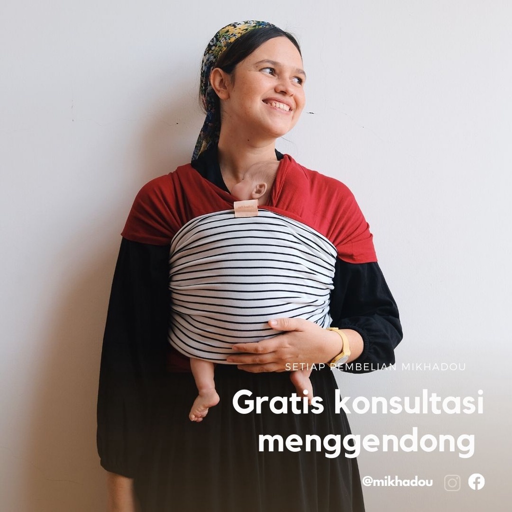 Jual Reversible maroon mikhadou stretchy wrap (gendongan bayi ...