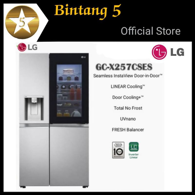 Jual KULKAS SIDE BY SIDE LG GCX257CSES kulkas 2 pintu LG instaview inverter gc-x257cses gcx ...