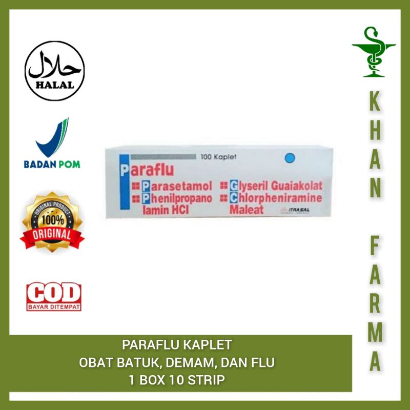 Jual PARAFLU TABLET 1 BOX ISI 10 STRIP OBAT BATUK BERDAHAK FLU DAN ...