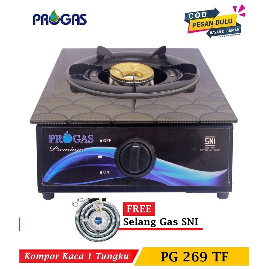 Jual Kompor Gas Kaca 1 Tungku Progas PG 269 TF Free Selang Gas ...