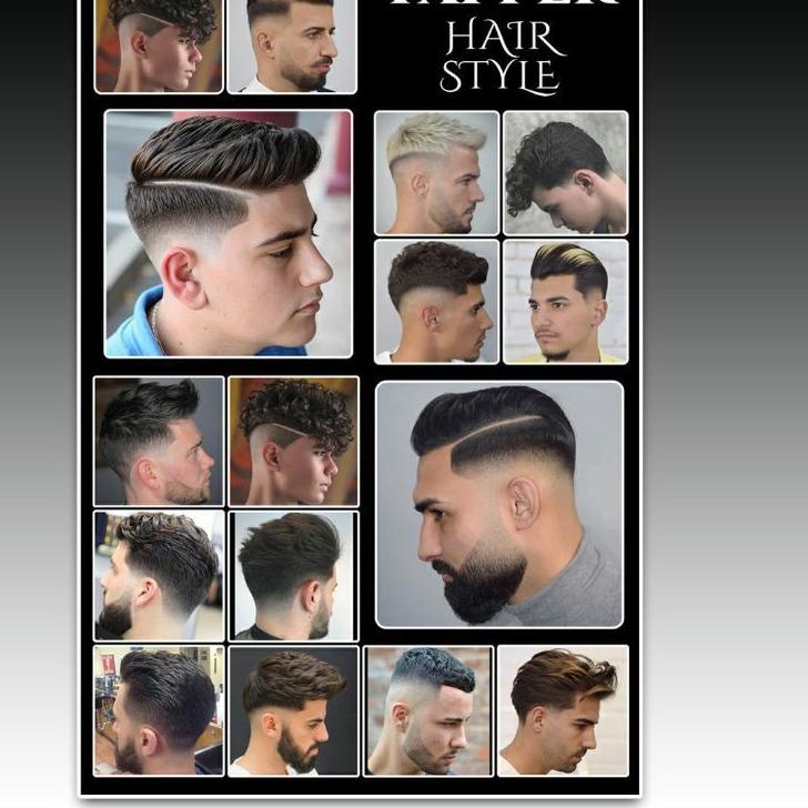 Jual Poster Gambar Contoh Foto Model Rambut Barbershop 6 Lembar ...