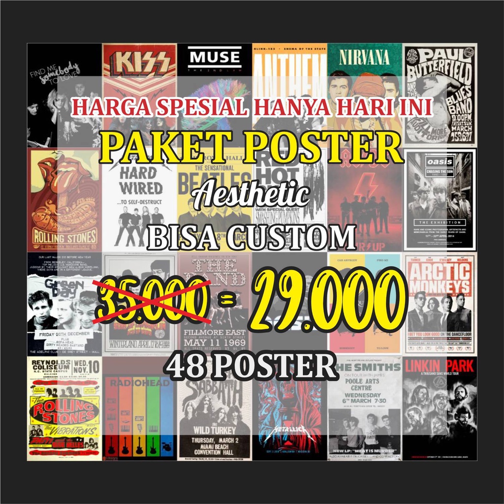 Jual Isi (48 Pcs) Poster Dinding Aesthetic Wall Collage Wall Art Poster ...