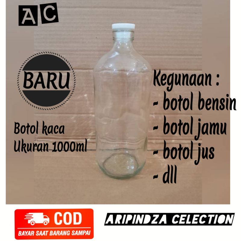 Jual BOTOL KACA 1 LITER BARU //BOTOL JAMU//BOTOL BENSIN//BOTOL JUS ...