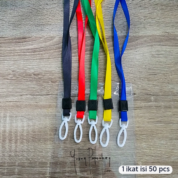 Jual Tali Lanyard ID Card Nametag Nylon 1 cm / Tali Gantung hook ...