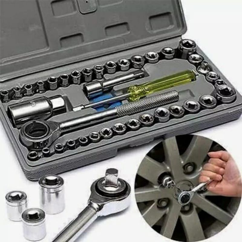 Jual Kunci Sok 40 Pcs Multipurpose Combination Socket Wrench Set Tool Kit Kunci AIWA Pas dengan ...