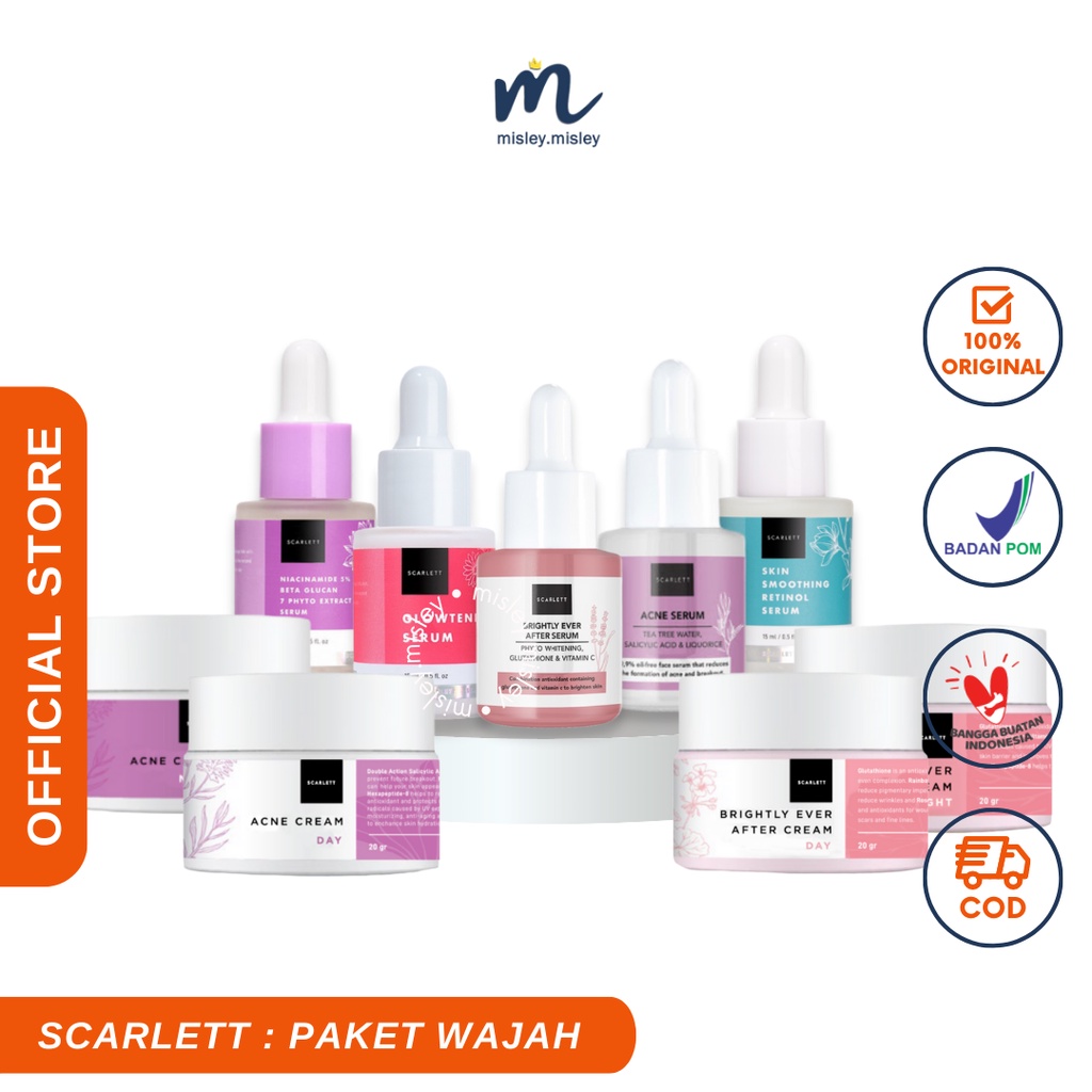 Jual MISLEY - SCARLETT Whitening Serum & Cream Original (Brightly Ever ...