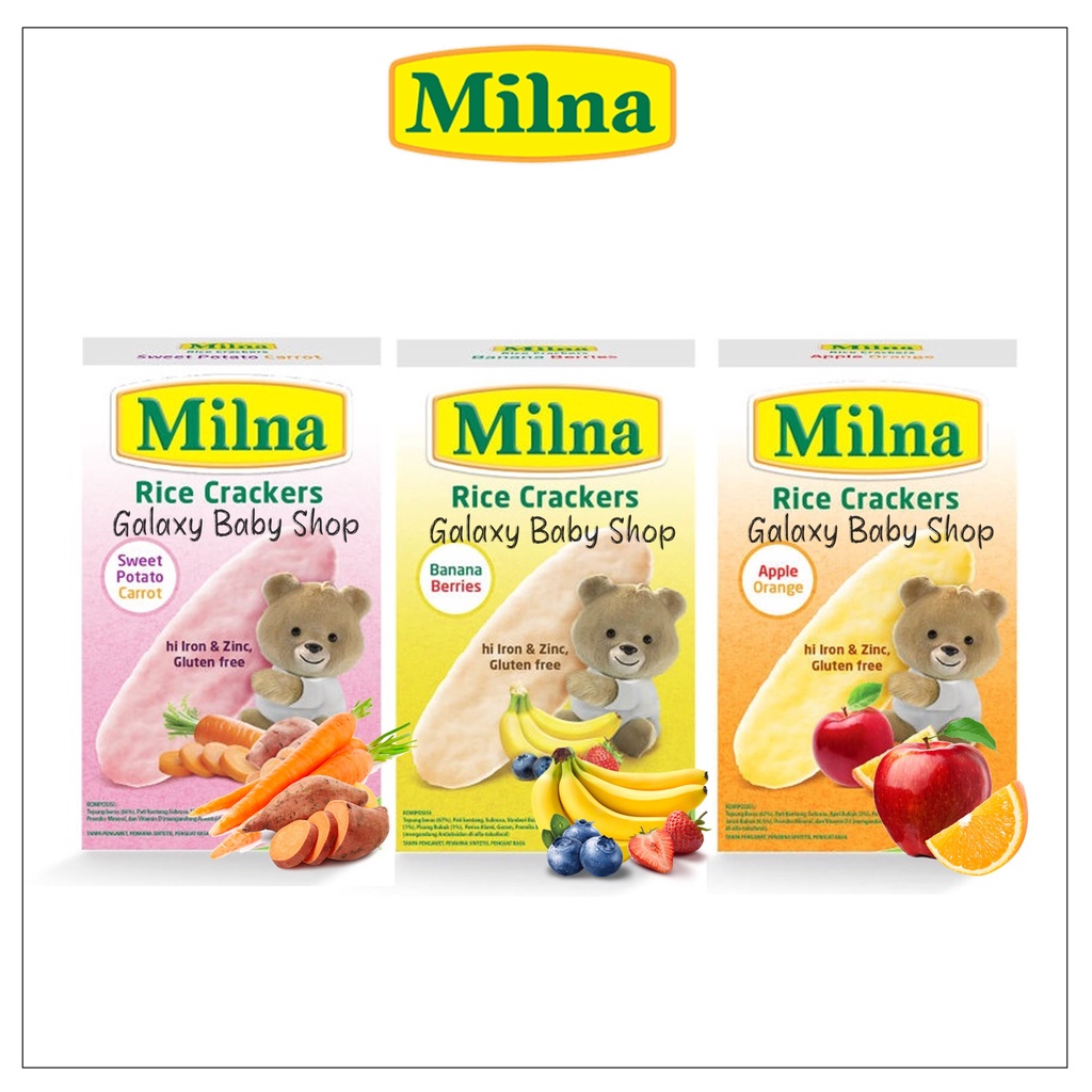 Jual Milna Rice Crackers Biskuit Bayi Snack Bayi Banana Berries Sweet ...