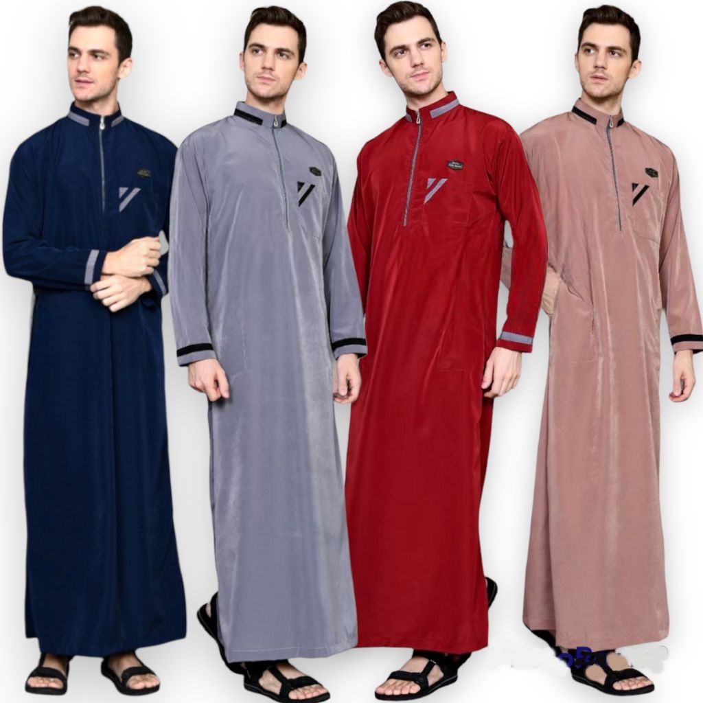 Jual jubah muslim pria - gamis cowok list simple - koko pria dewasa ...