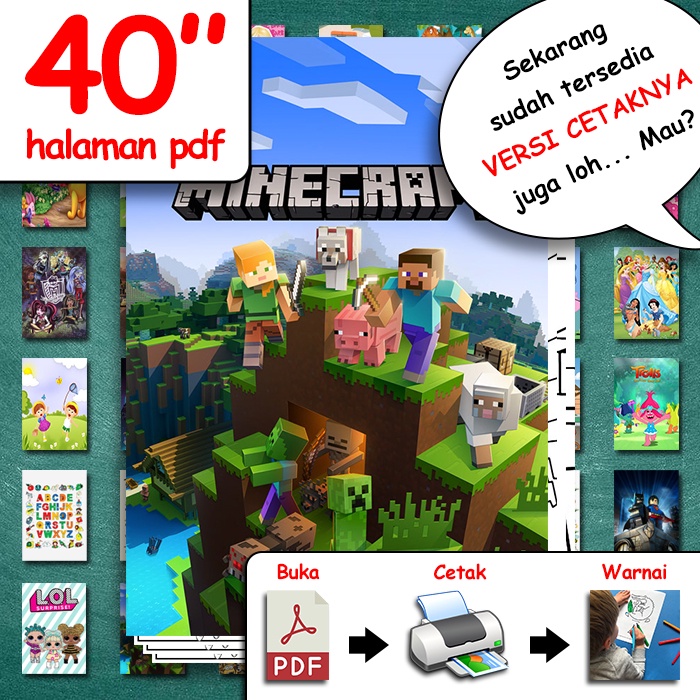 Jual Buku mewarnai anak (non-fisik) - Game Minecraft | Shopee Indonesia