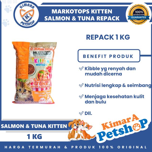 Jual MARKOTOPS KITTEN SALMON & TUNA REPACK 1 KG WITH GOAT MILK DRY FOOD ...