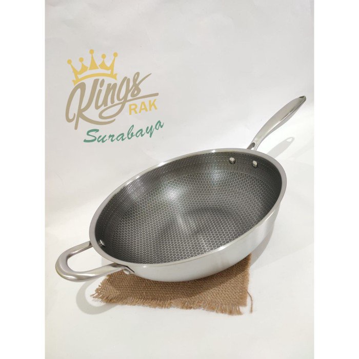 Jual Wajan Panci Penggorengan Stainless Frying Pan Teflon Gagang Stainless Hexa Frypan Honeycomb ...