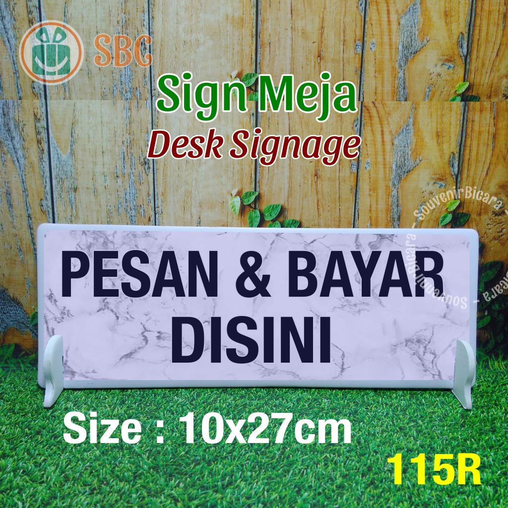 Jual PESAN & BAYAR DISINI Table Sign Penanda Meja Desk Sign 10x27cm ...