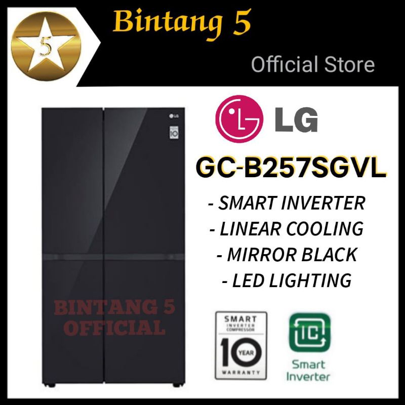 Jual KULKAS 2 PINTU LG SIDE BY SIDE GCB257SGVL LG KULKAS 2 PINTU HITAM KACA GCB257 SGVL GC ...