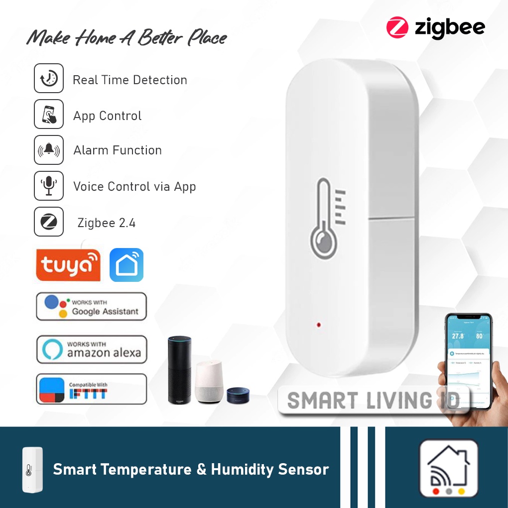 Jual Tuya Zigbee Smart Temperature and Humidity Sensor Real Time | Shopee Indonesia