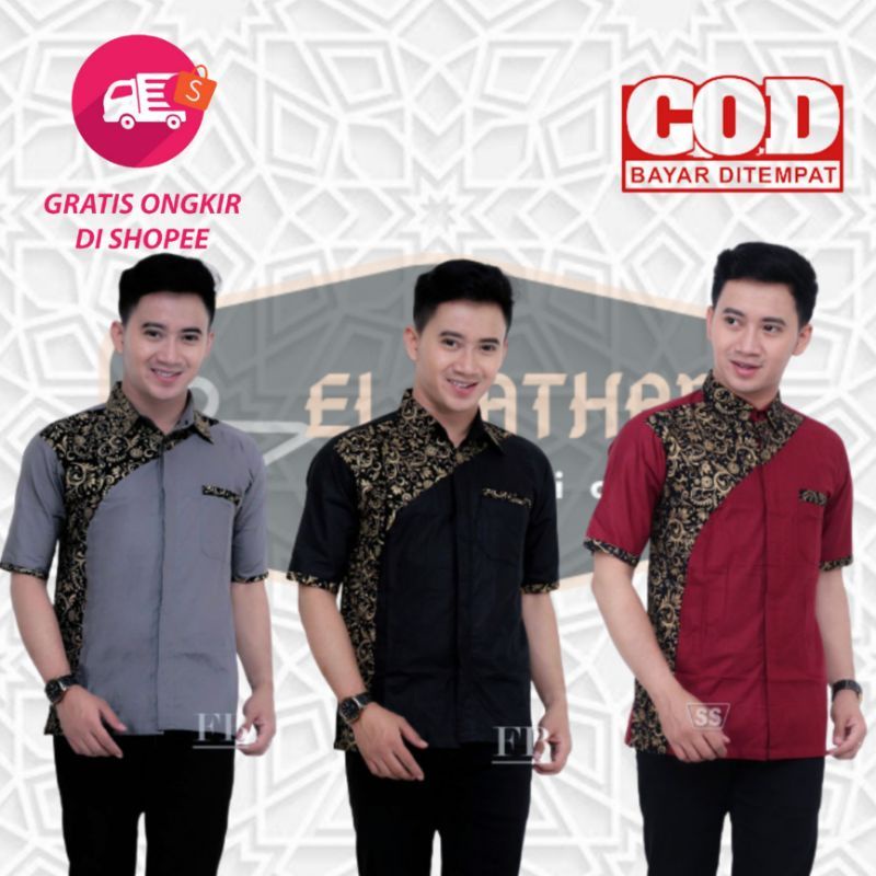Jual Koko Batik Fashion Muslim Kombinasi C07 Al Haramain M L XL ...