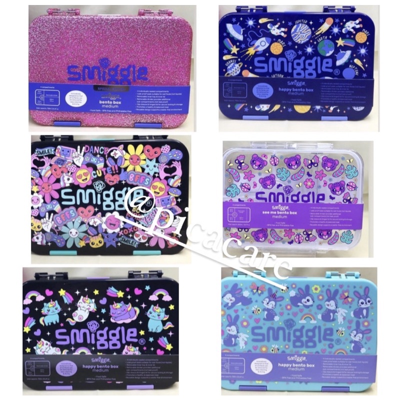 Jual Smiggle Lunch Box Bento - Black / Pink Unicorn Shark Kitten Kucing ...