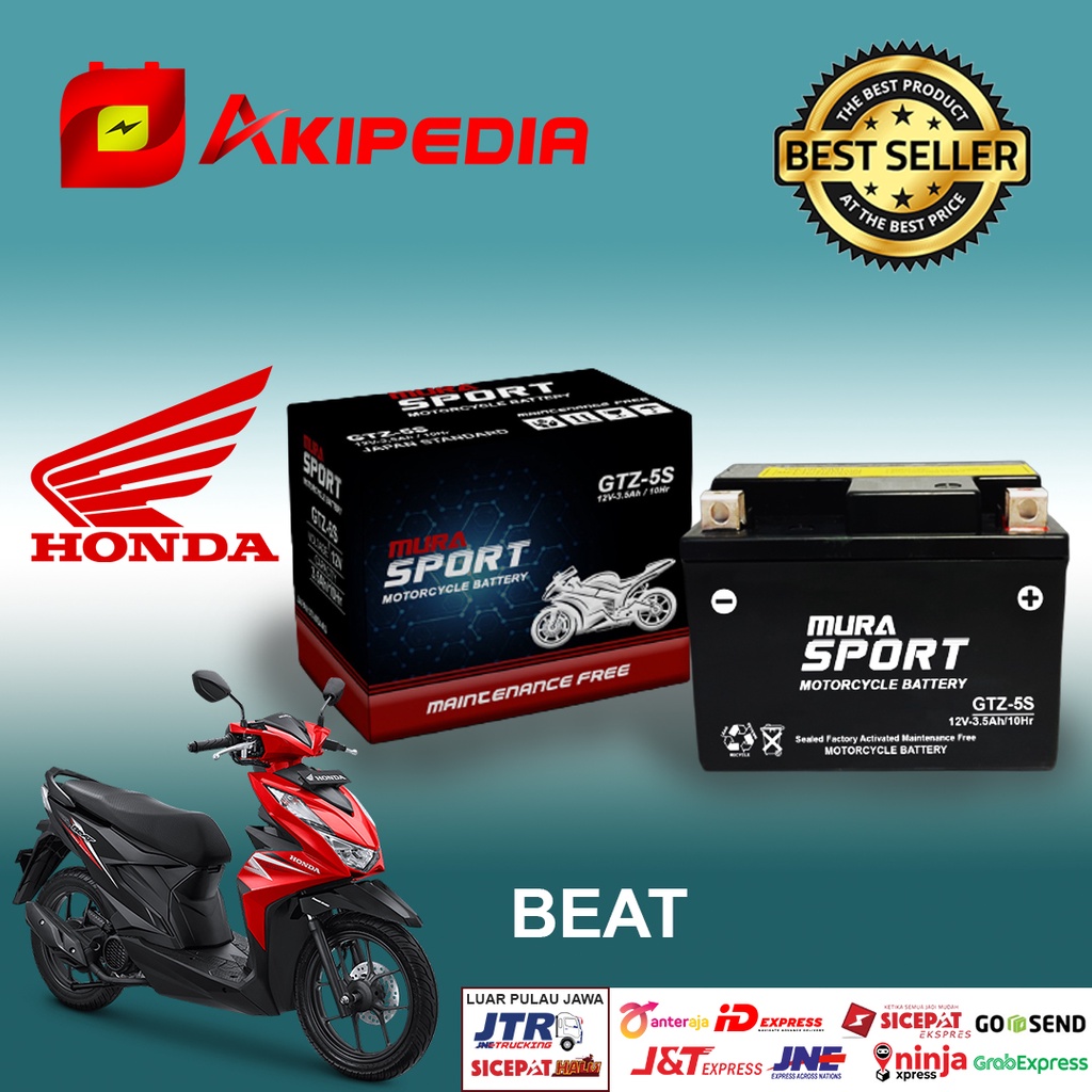 Jual Aki motor murah honda beat , vario 110 old , mio new series accu GTZ5S aki murasport ...