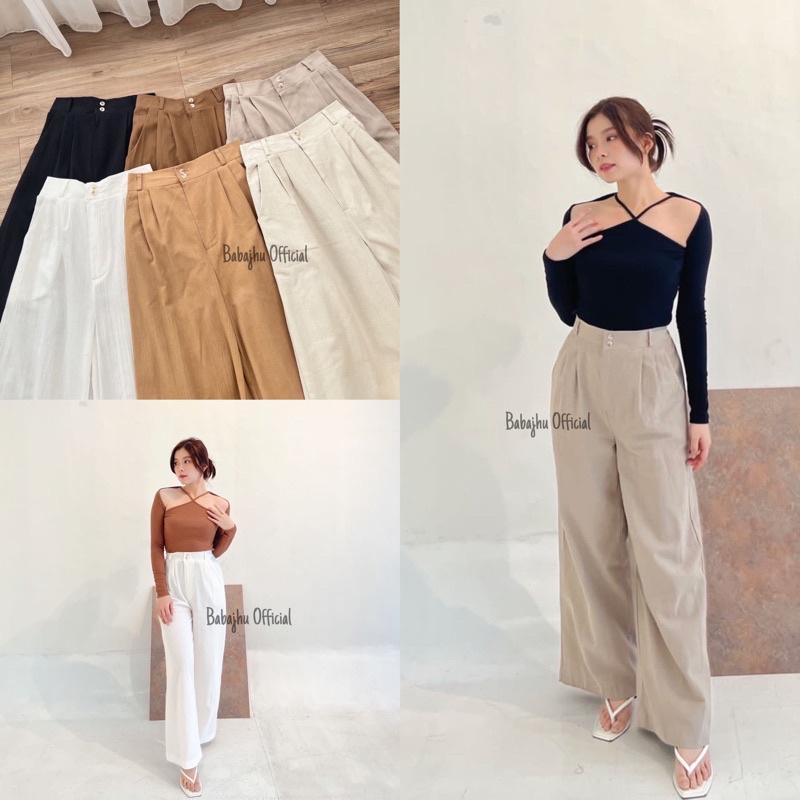Jual Livy Pants - Loose pants Celana Wanita crinkle ootd cewe bumi cewe ...