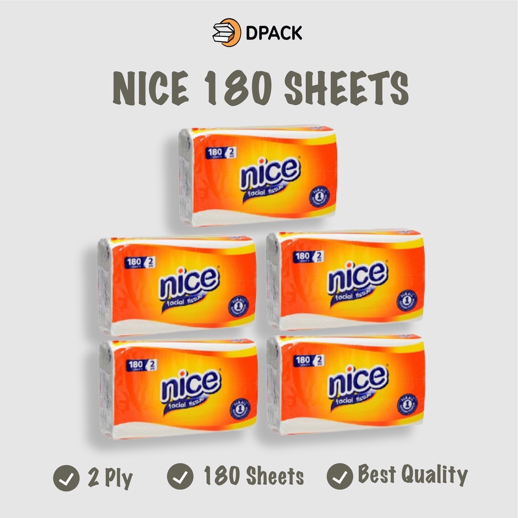 Jual Tisu Tissue NICE Facial Tissue 180 Sheets 2 Ply / Tisu Tissu ...