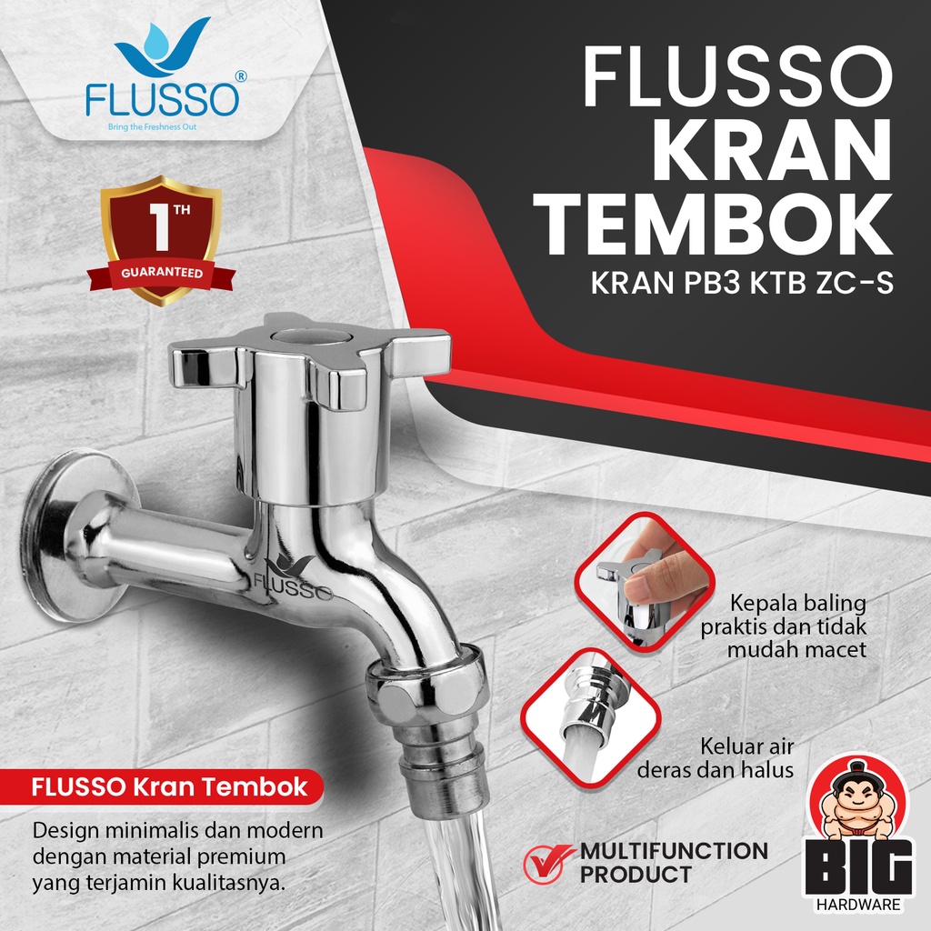 Jual Flusso Kran Keran Air Kepala Baling Tembok Stainless Steel Drat 1/ ...