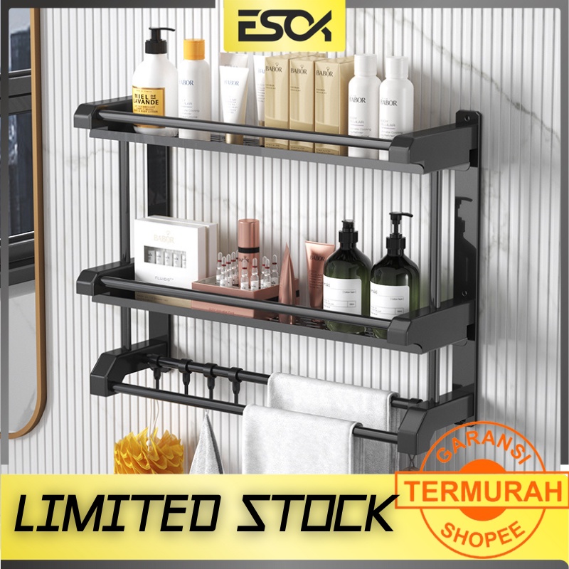 Jual ESOK Rak Sabun Kamar Mandi Rak Kamar Mandi Stainless Hitam Dinding ...