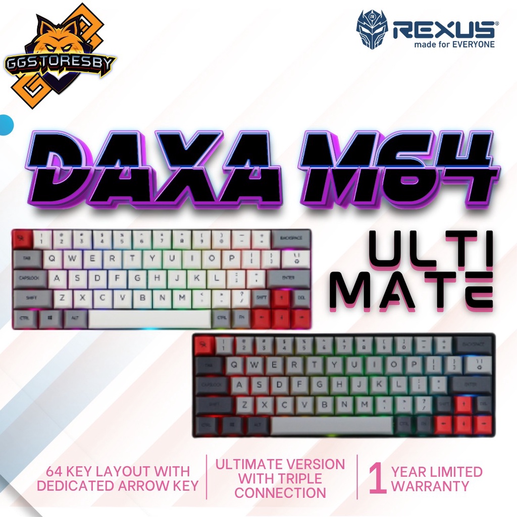 Jual REXUS DAXA M64 ULTIMATE WIRELESS Mechanical Gaming Keyboard ...