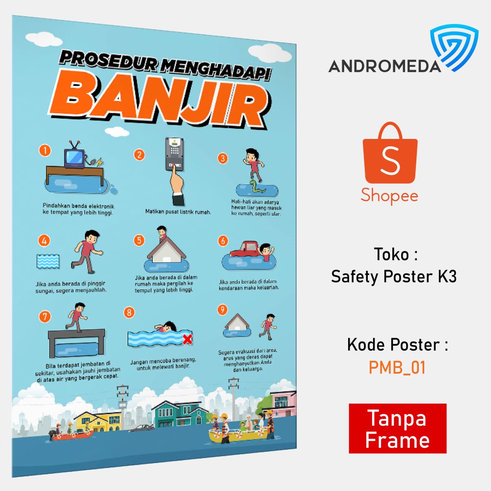 Jual Safety Poster K3 : Prosedur Menghadapi Banjir_60x80 cm | Shopee ...