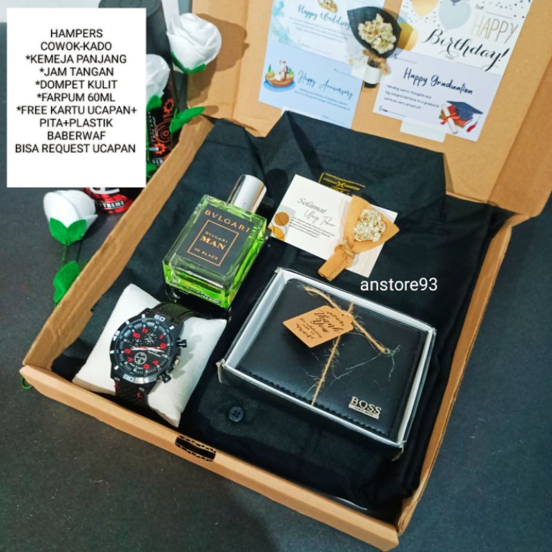 Jual BISA COD kemeja cowo / kado/hampers gift Box / free Kartu ucapan ...