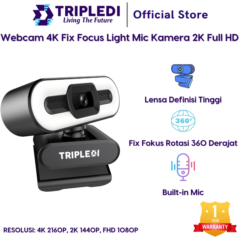 Jual TRIPLEDI Webcam Meeting 4K 2160P Kamera Live Streaming Komputer 2K ...