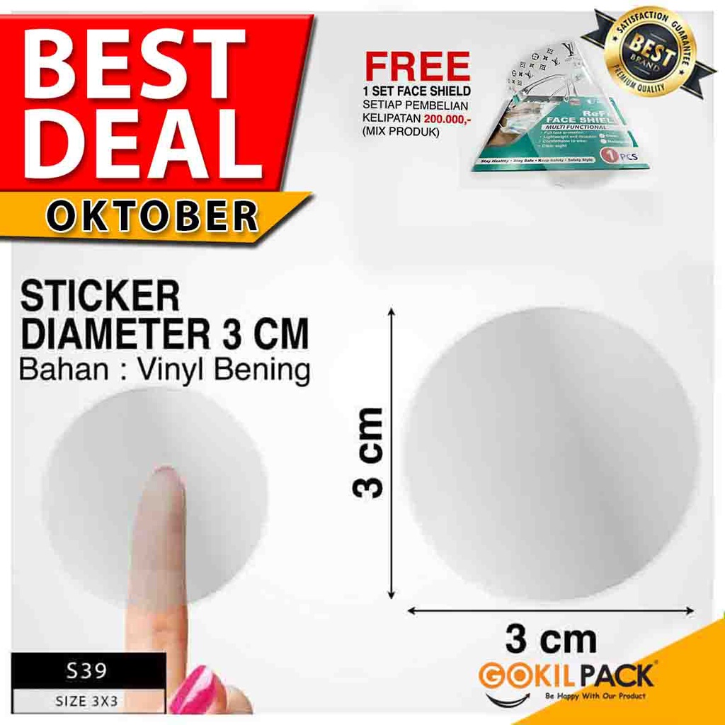 Jual Sticker Bulat Murah|Sticker Vinyl|Sticker Bening|Sticker 3cm|S39 ...