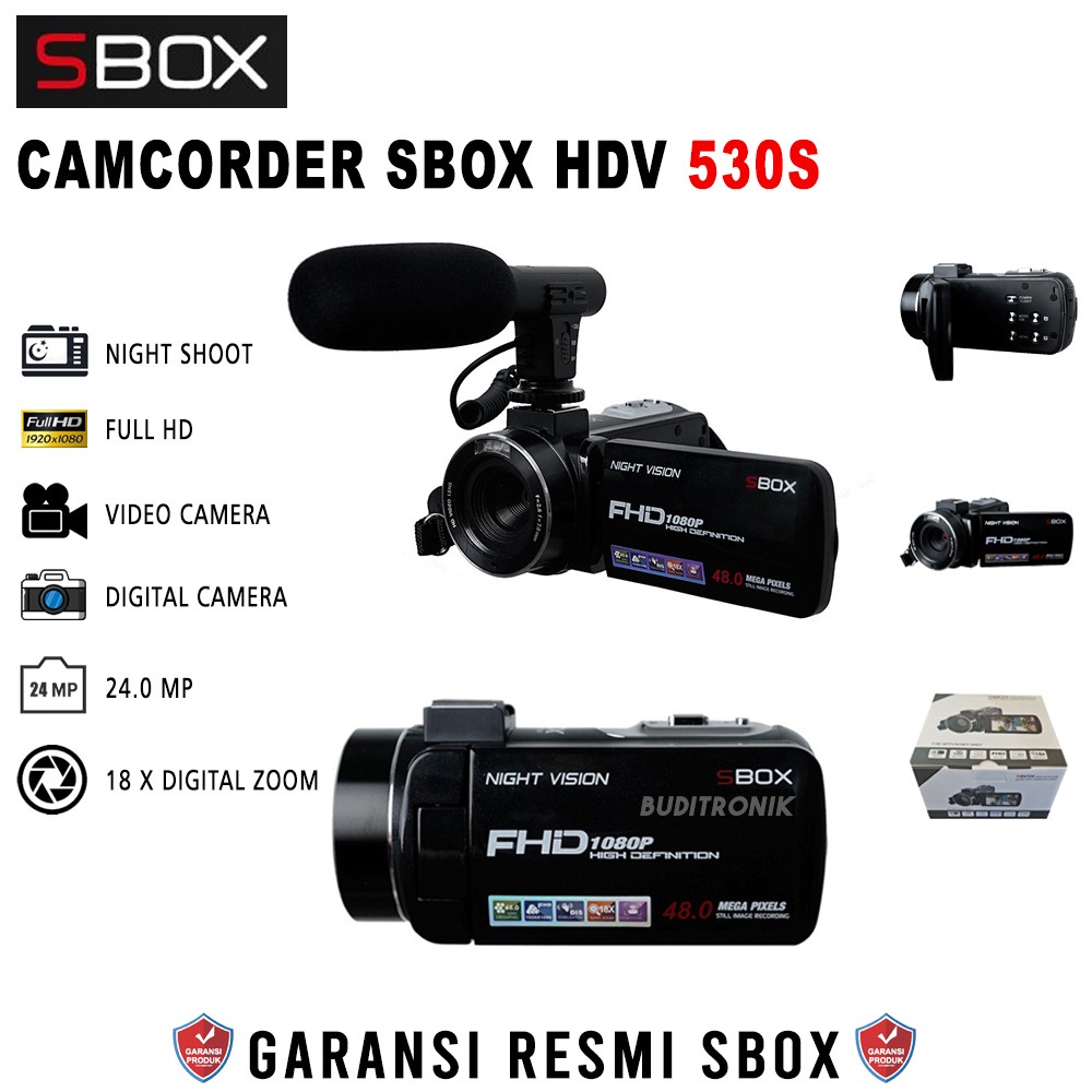 Jual Handycam Sbox 24Mp Full HD With Microphone Sbox S530 / CAMCORDER ...