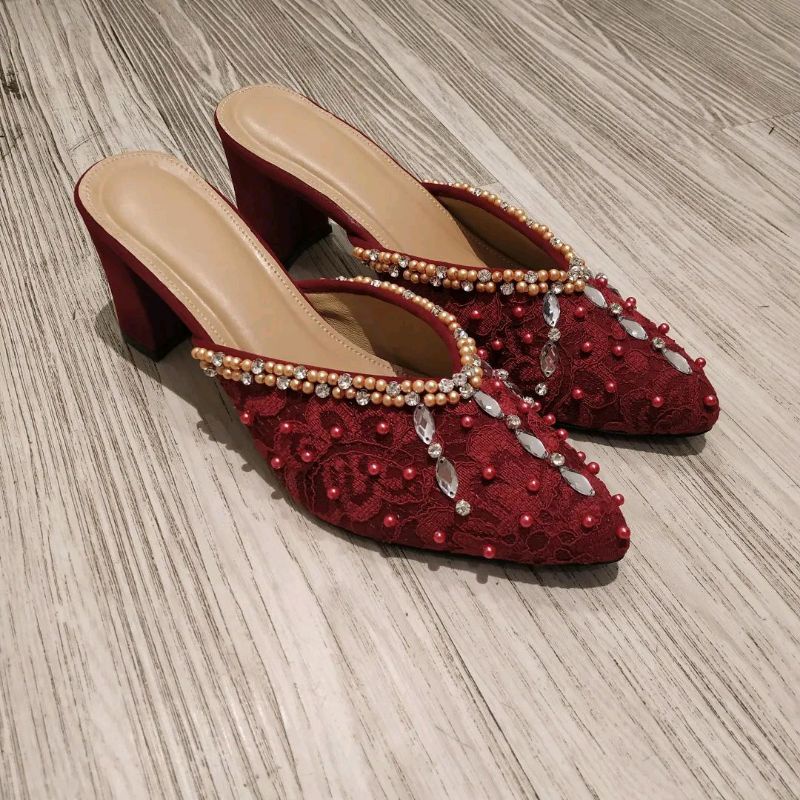 Jual Maroon Hak 7 Cm/Sepatu Pesta/Sepatu Pengantin/Sendalurah/Sendal ...