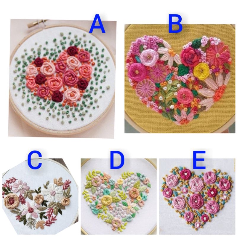Jual Paket diy sulam benang bunga love hati embroidery kit sulaman pola ...