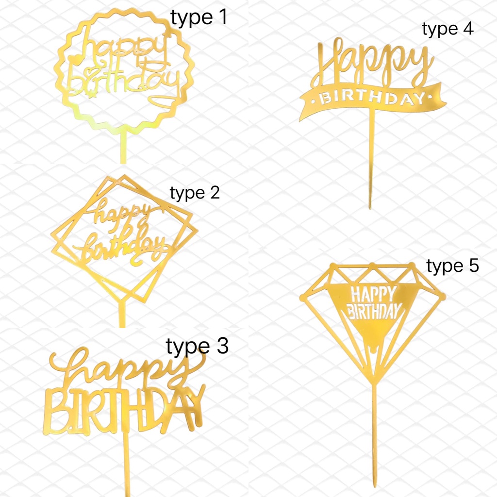Jual Cake topper acrylic happy birthday gold (new) | Shopee Indonesia