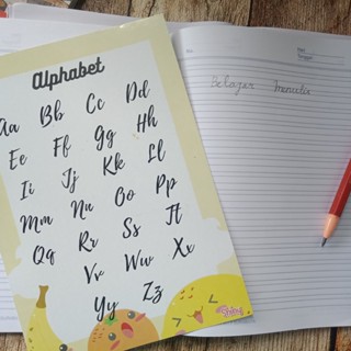 Jual Poster edukasi menulis alphabet huruf abjad abcd latin dan angka ...