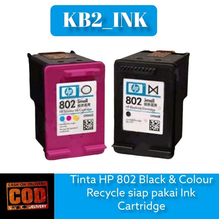 Jual TINTA HP 802 BLACK/COLOUR RECYCLE SIAP PAKAI | Shopee Indonesia