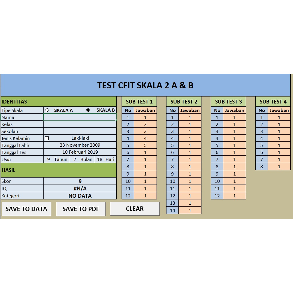 Jual Aplikasi Skoring CFIT (Culture Fair Intelligence Test) Skala 2A ...