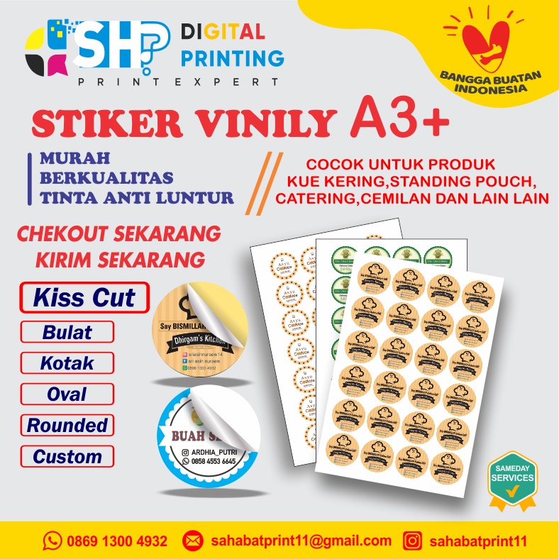 Jual CETAK STICKER VINYL A3+ / STIKER LEBEL PRODUK MAKANAN / STIKER ...