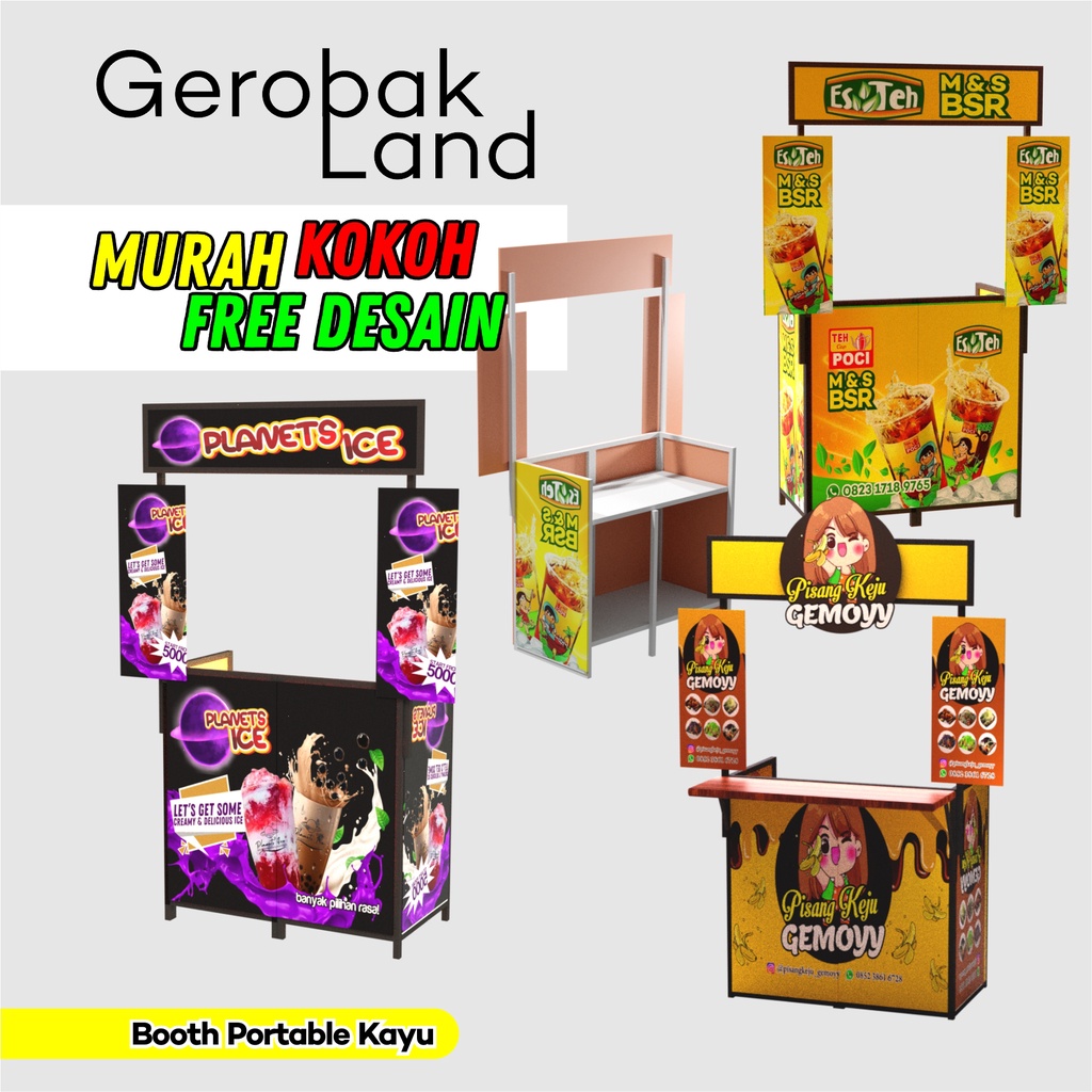 Jual Rombong Kayu Lipat Booth Portable Gerobak Bongkar Pasang Free ...