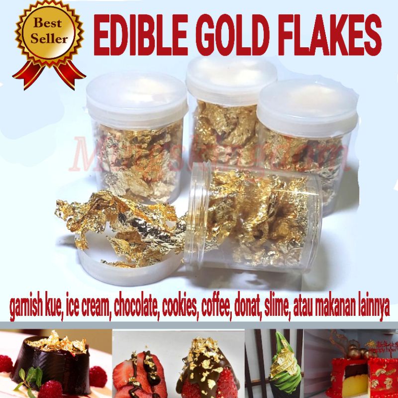 Jual EDIBLE GOLD SHEET DI BOTOL FOOD GRADE SESUAI GAMBAR. ISI BANYAK ...