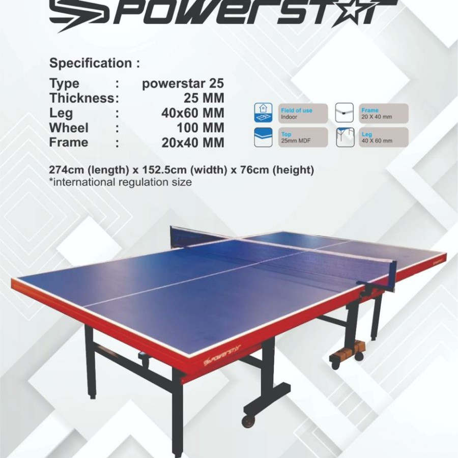 Jual MEJA PINGPONG POWER STAR MDF 25 mm /MEJA TENIS | Shopee Indonesia