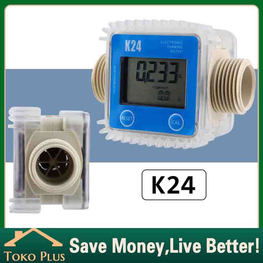 Jual K24 Turbine Digital Flow Meter 1 inch LCD Flow meter Digital Turbine Fuel Diesel K-24 Air ...