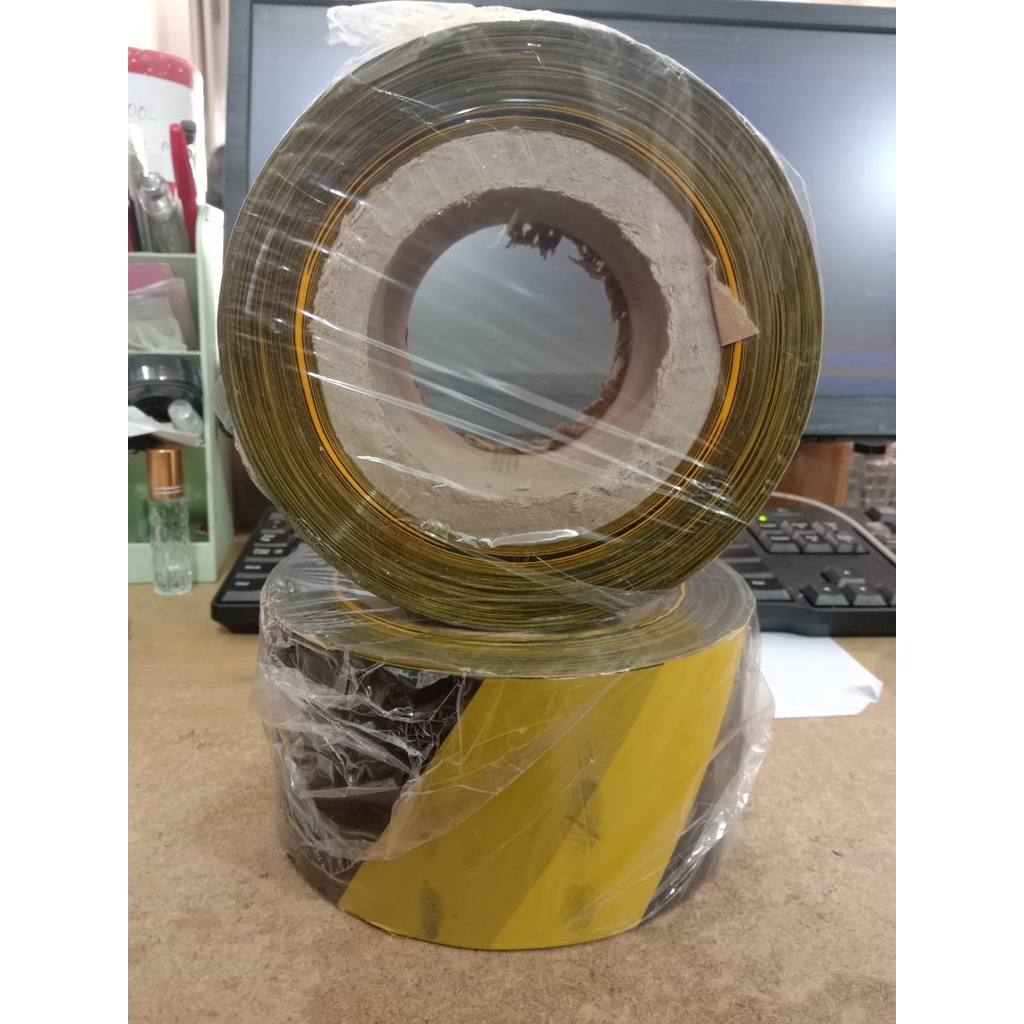 Jual POLICE LINE Hitam Kuning/Garis Polisi Ukuran 3" x 300 Meter (tidak ...