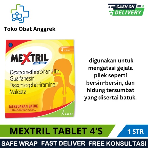 Jual MEXTRIL TABLET/4 TABLET/OBAT BATUK PILEK/OBAT TENGGOROKAN GATAL ...