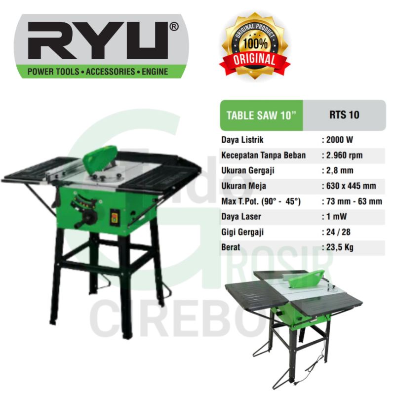 Jual RYU RTS 10 Table Saw Mesin Gergaji Meja 10 Inch Heavy Duty Meja ...